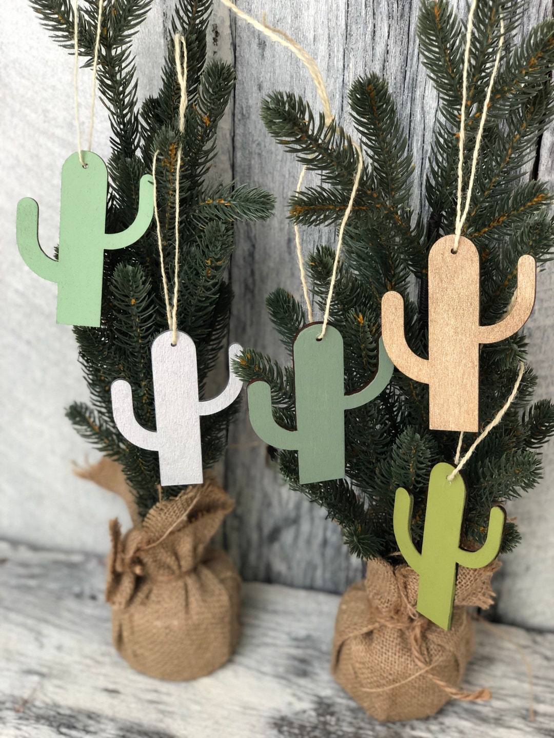 Handmade Birch Wood Cactus Ornament: Plant Lover Gift - Etsy