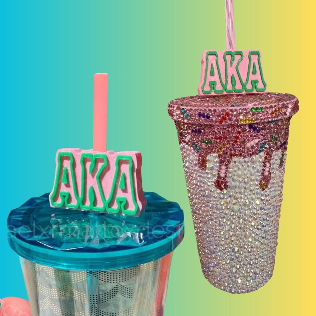 Custom AKA Straw Toppers | Pink and Green | 3D Printed for 8.5mm ...