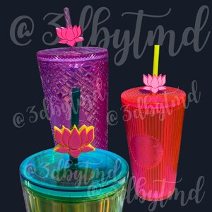 2D Lotus Flower Straw Topper | 3D Printed for 8.5mm STANDARD Straws ...