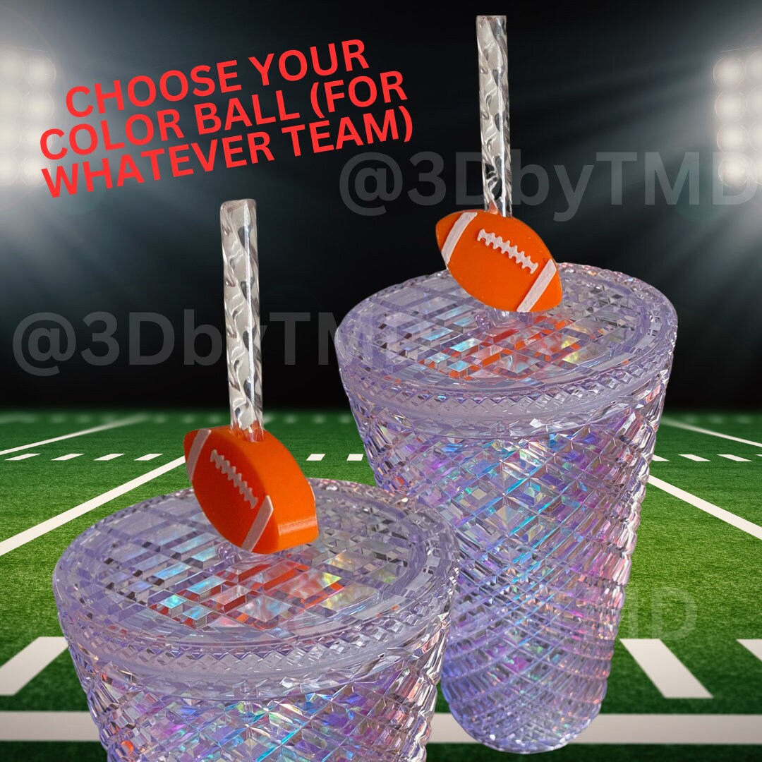 Football Straw Topper 3D Printed for 8.5mm STANDARD Straws Only NOT for ...