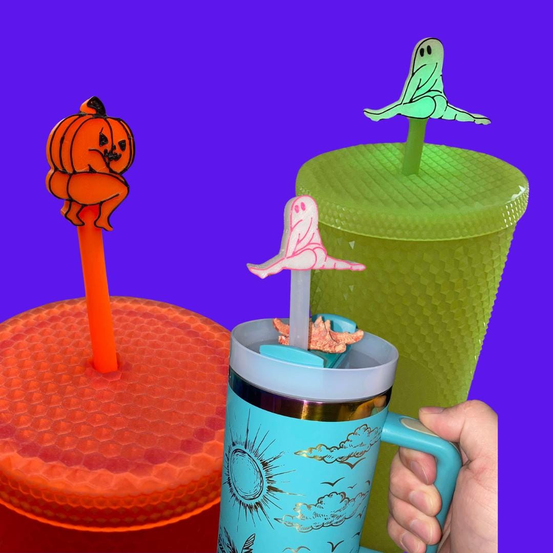 Booty Caps, Pumpkin/ghost Straw Cap/cover, Straw Protector | Keep Bugs ...