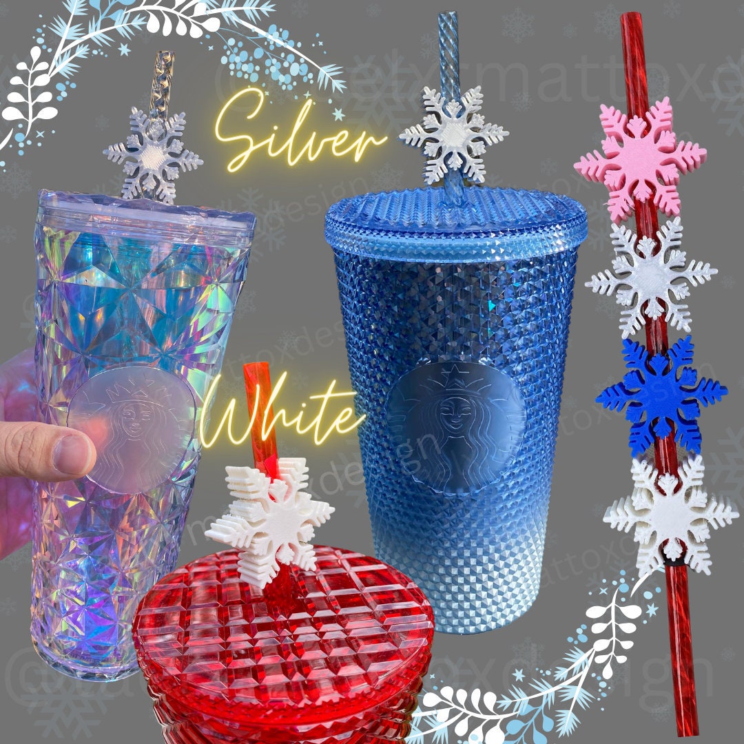 Magical Snowflake Straw Toppers 3D Printed for 8.5mm STANDARD Straws ...