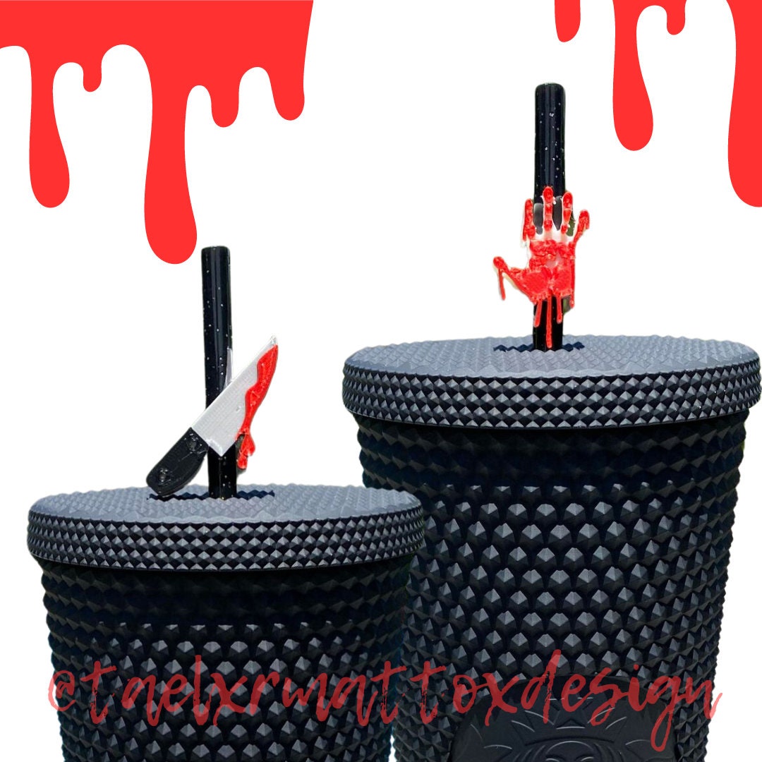 Bloody Hand & Bloody Knife Straw Topper 3D Printed for 8.5mm STANDARD ...
