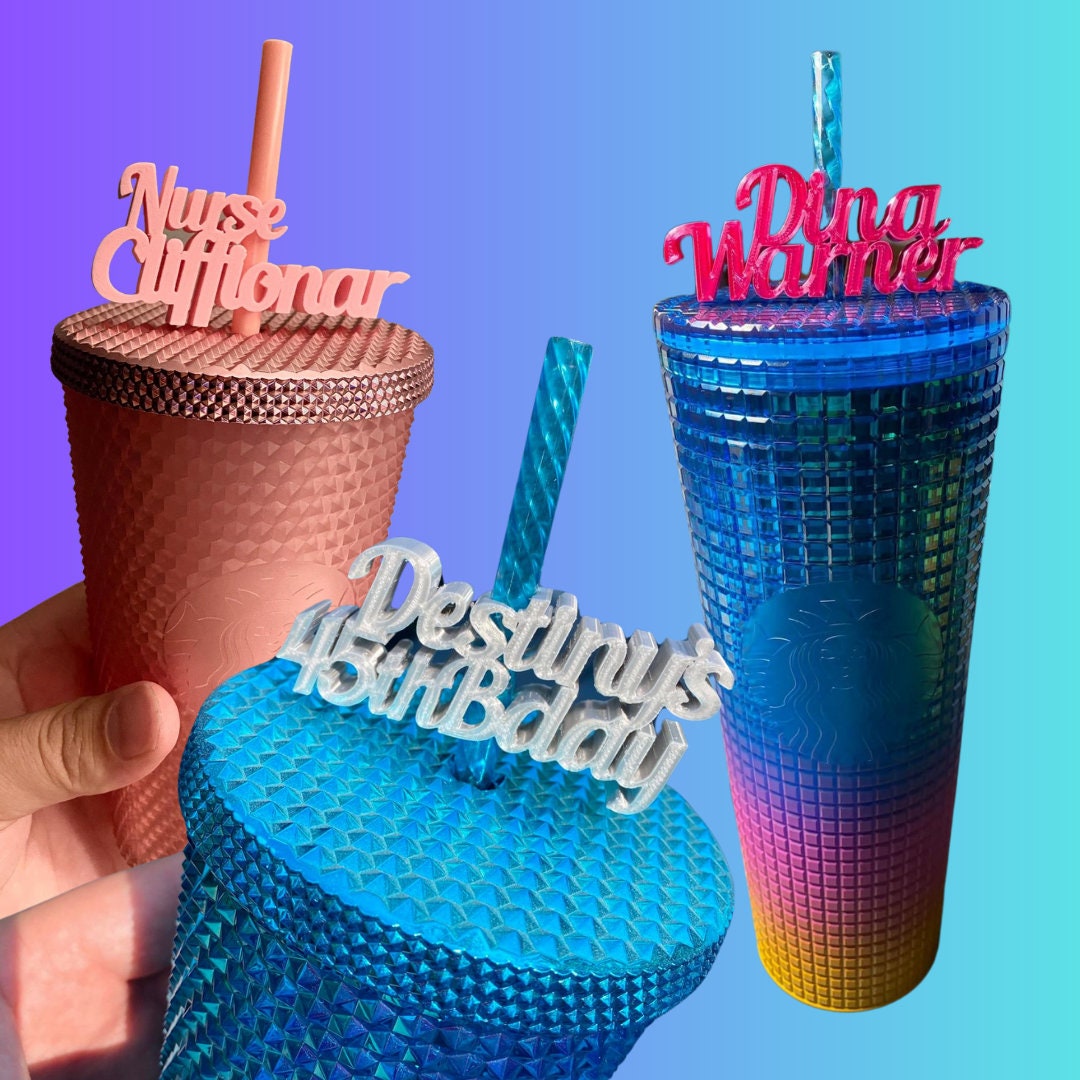 Custom Cursive 1st & Last Name Straw Topper | Personalized Gift | 3D ...