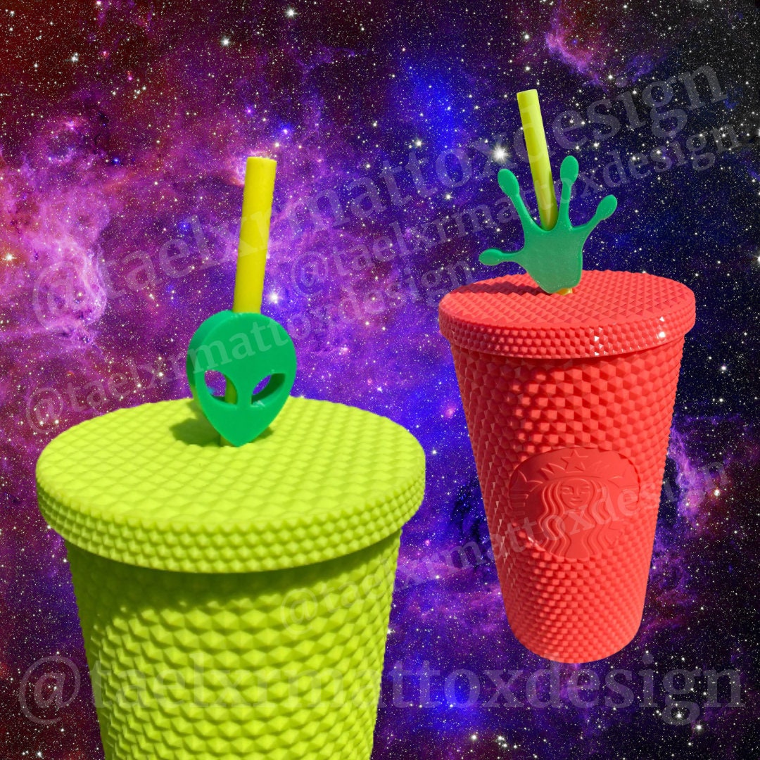 Double Sided Alien Head & Hand Straw Topper | 3D Printed for 8.5mm ...