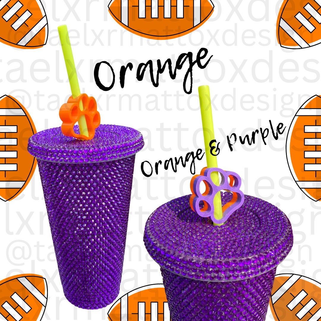Tiger Paw / Orange Ftball Straw Topper Straw Buddy Straw Charm ...