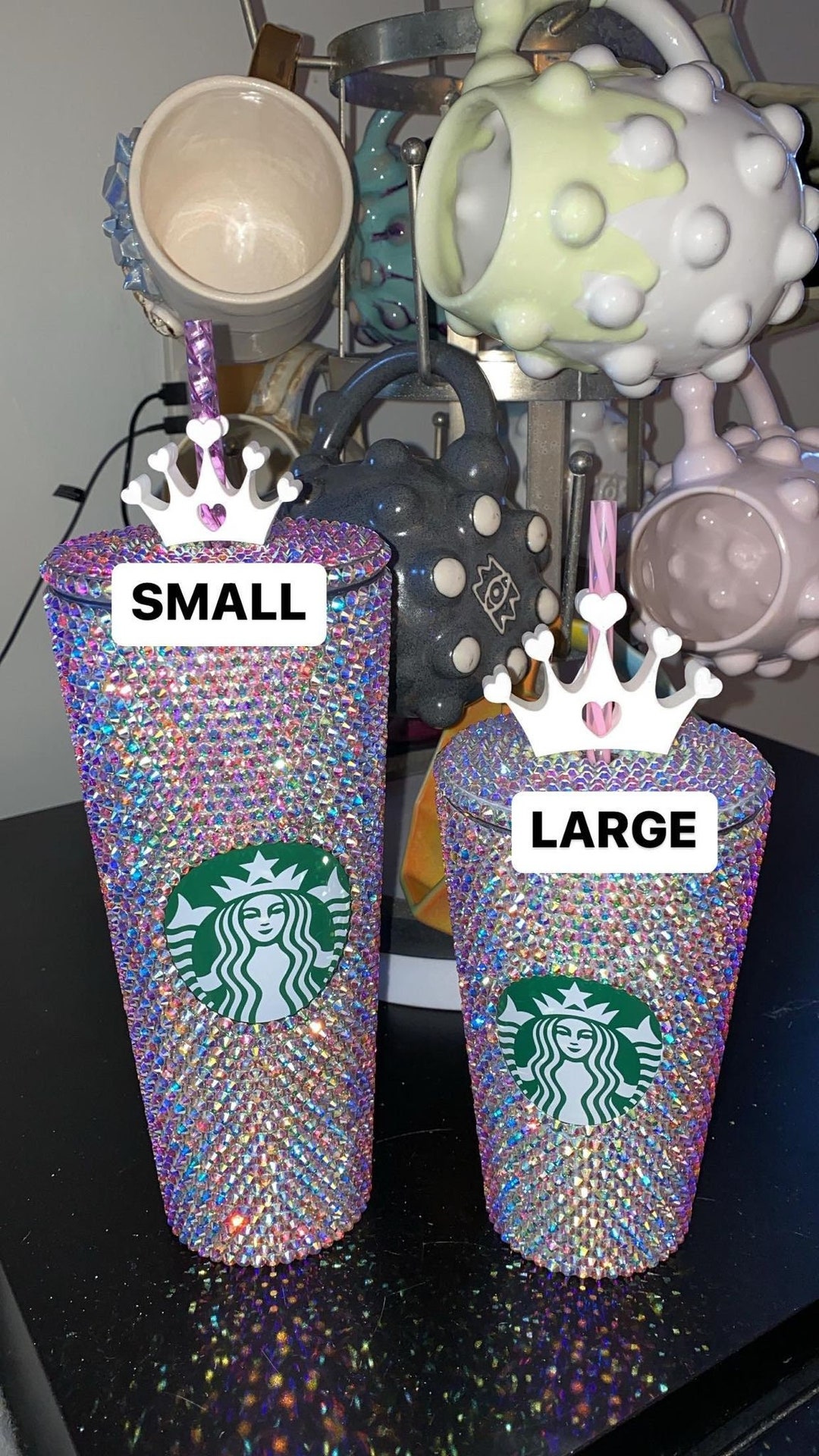 S/M/L Heart-crown Straw Toppers | 3D Printed for 8.5mm STANDARD Straws ...