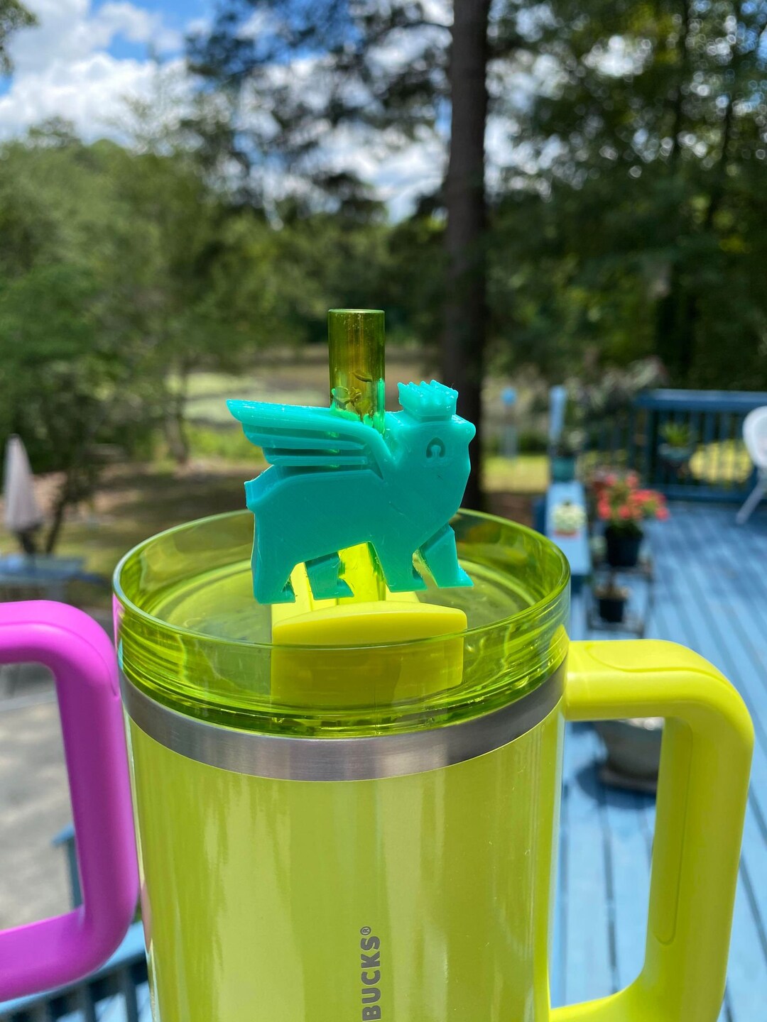Custom Stanley Animal Bear With Crown Straw Topper | 20/30/40oz Stanley ...