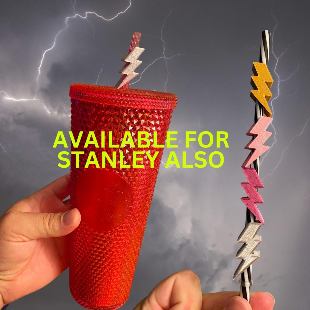 Lightning Bolt Straw Topper | 3D Printed for 8.5mm Standard Straws AND ...