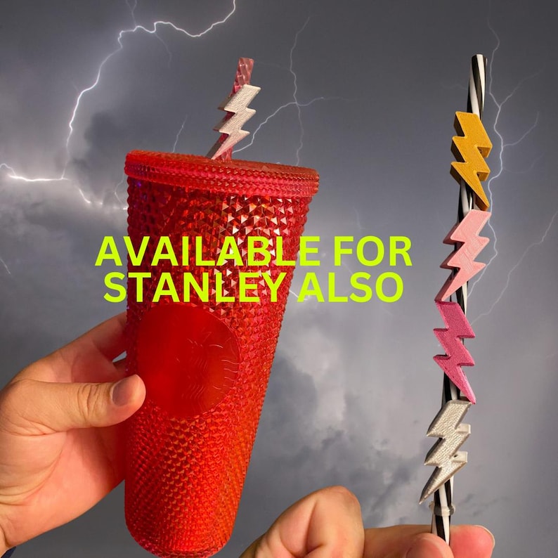 Lightning Bolt Straw Topper | 3D Printed for 8.5mm Standard Straws AND ...