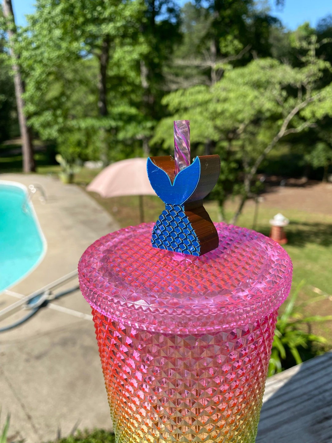 Magical Mermaid Tail Straw Topper 3D Printed for 8.5mm STANDARD Straws ...