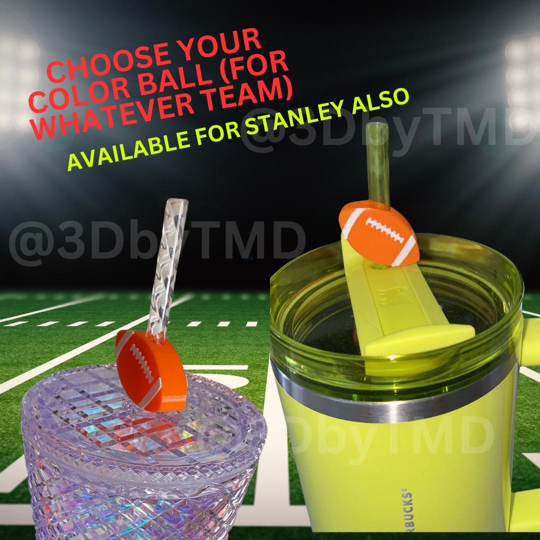 Football Straw Topper | 3D Printed for 8.5mm Standard Straws AND ...