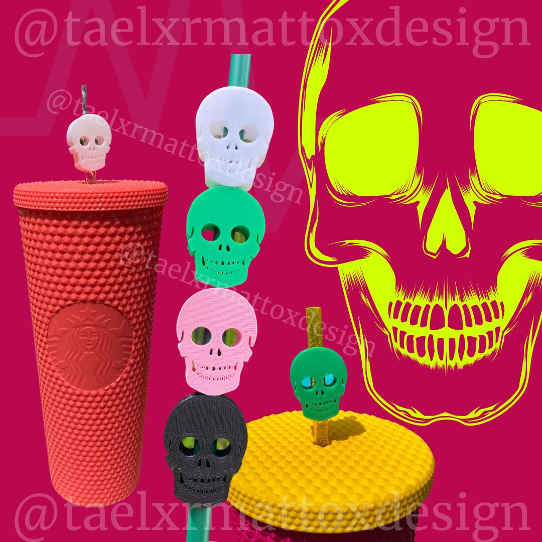 Double Sided Skull Straw Topper | 3D Printed for 8.5mm STANDARD Straws ...