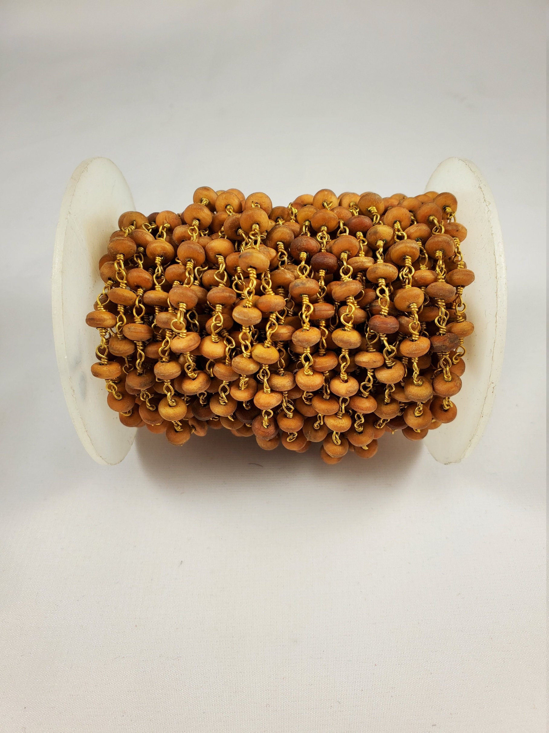 Natural Hand Carved Blue, Red, and Brown-organic Olive Wood Bead Chains ...