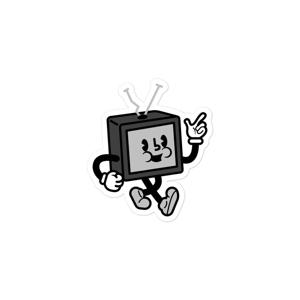 New Novelty Comedy Vinyl Sticker Cute Black And White Tv Etsy