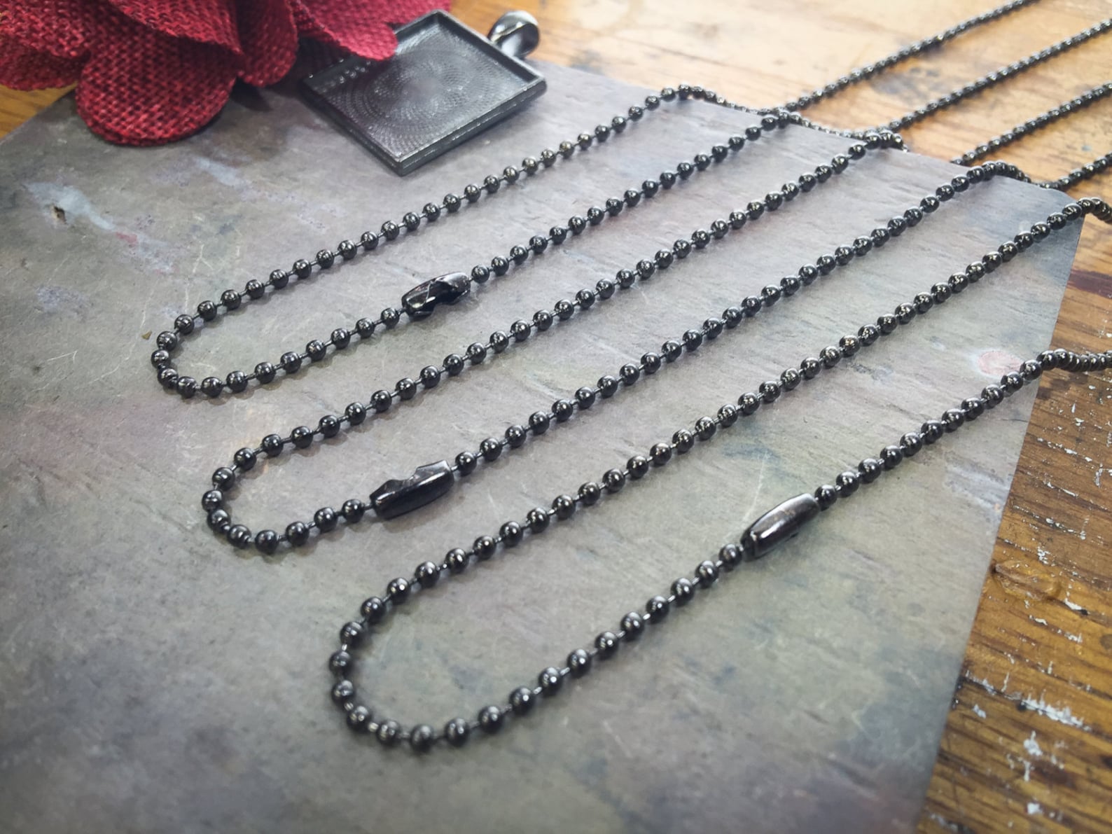 20 Gunmetal BALL Chains / 2.4mm / Bulk Necklace Chain / With Closure ...