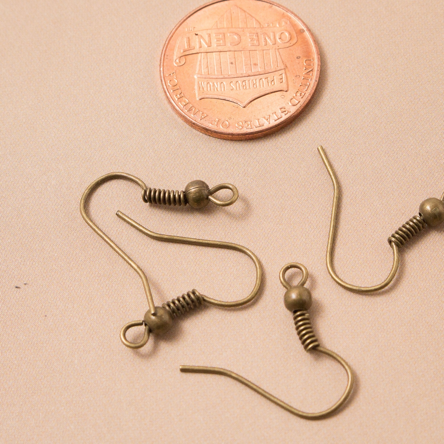 100 Pcs Antique Brass Plated Earring Hooks With Ball and Coil 20mm X ...