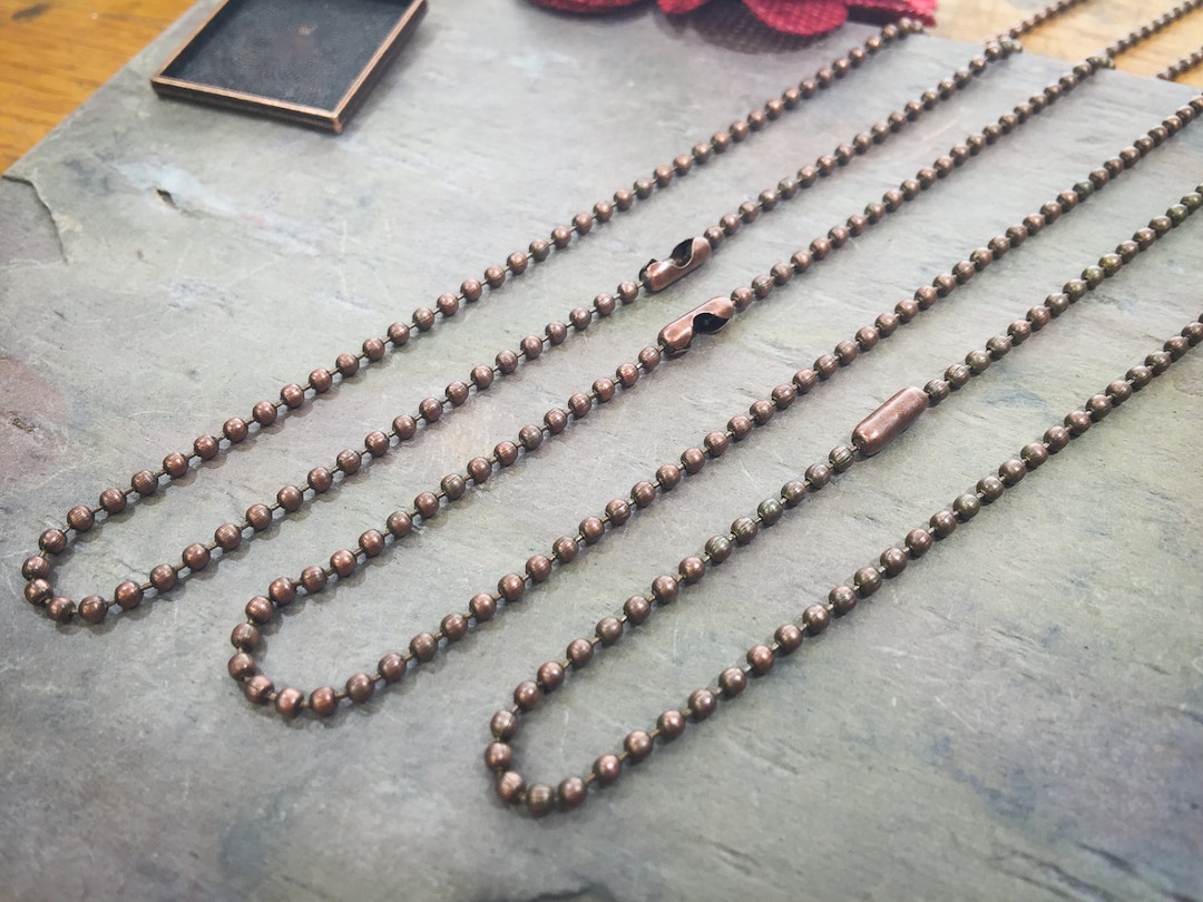 50 Antique Copper Plated BALL Chains / 2.4mm / Bulk Necklace Chain ...