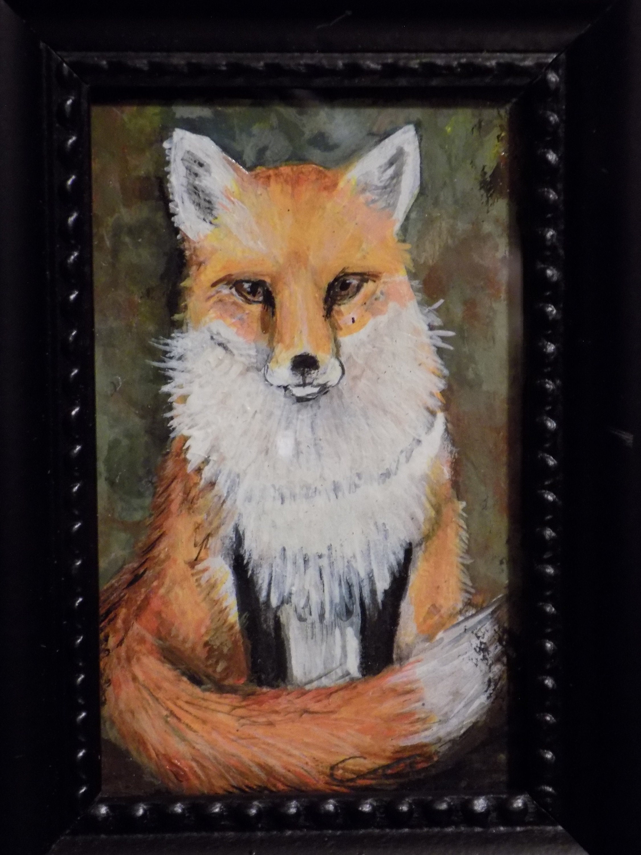 Mini Red Fox Acrylic Painting 2 x 3 with Frame | Etsy
