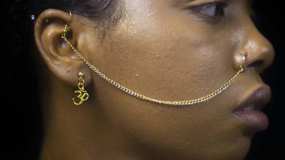 Nose Chain or Septum Nose Chain Bridal Nose Chain Indian Nose Chainface ...