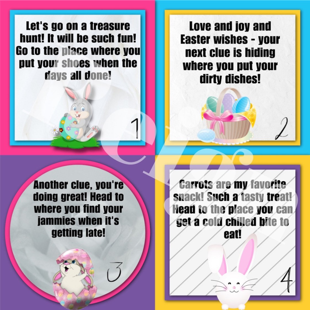 Printable Easter Egg Scavenger Hunt Clue Cards, Egg Wraps, and Decor - Etsy