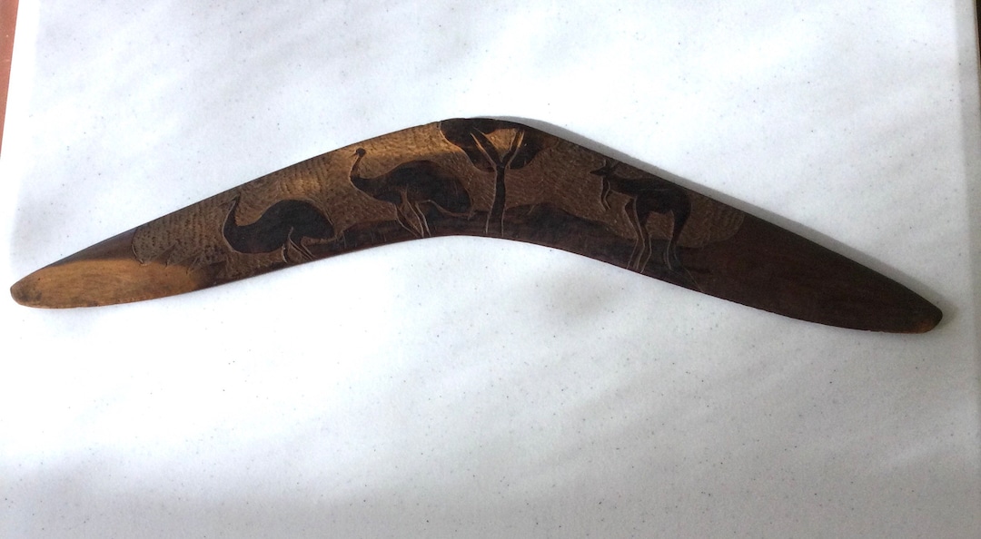 Old Australian Vintage Aboriginal Wooden Boomerang Carved From Mulga ...