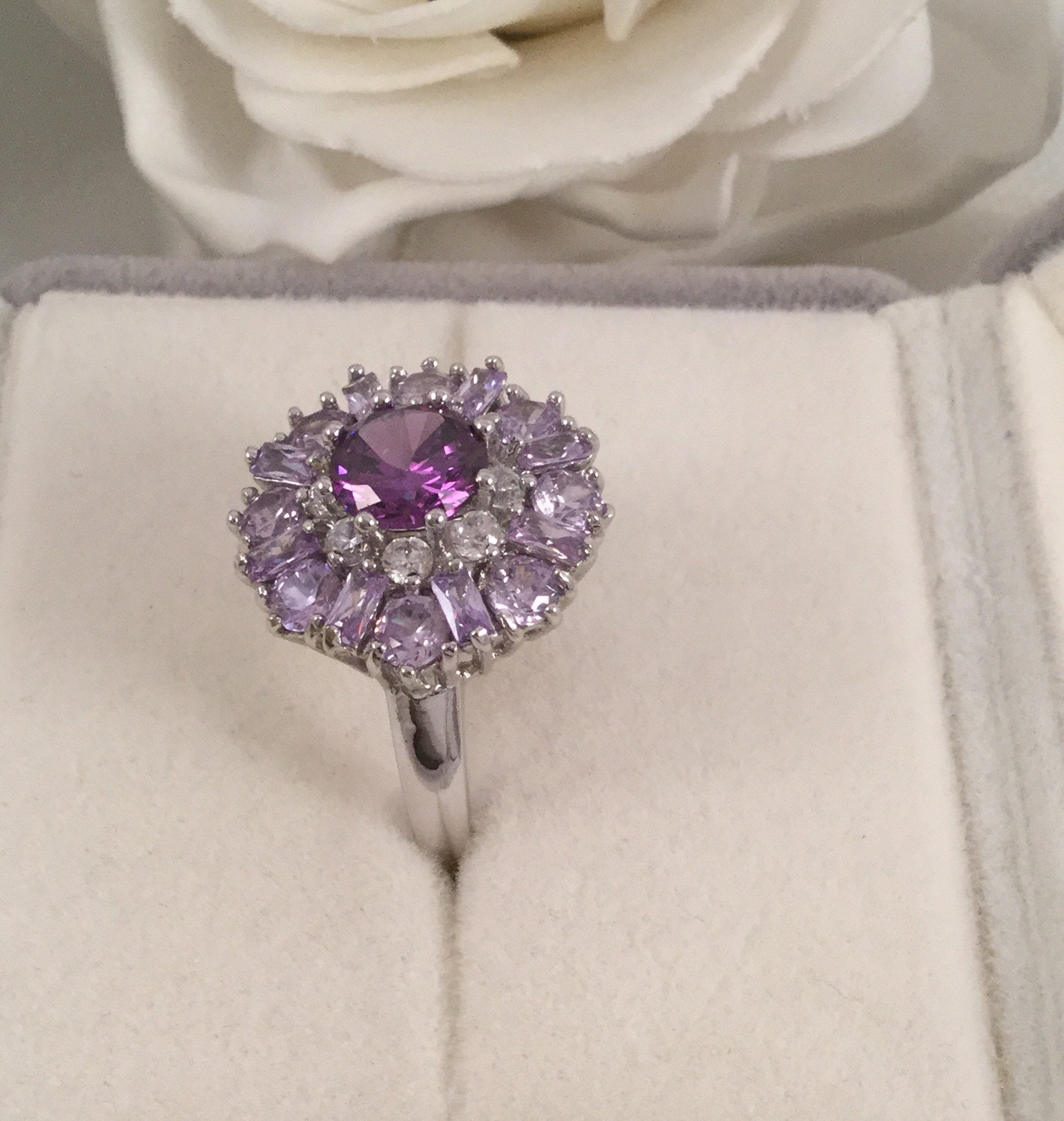 Vintage Jewellery Sterling Silver Ring with Amethysts and | Etsy