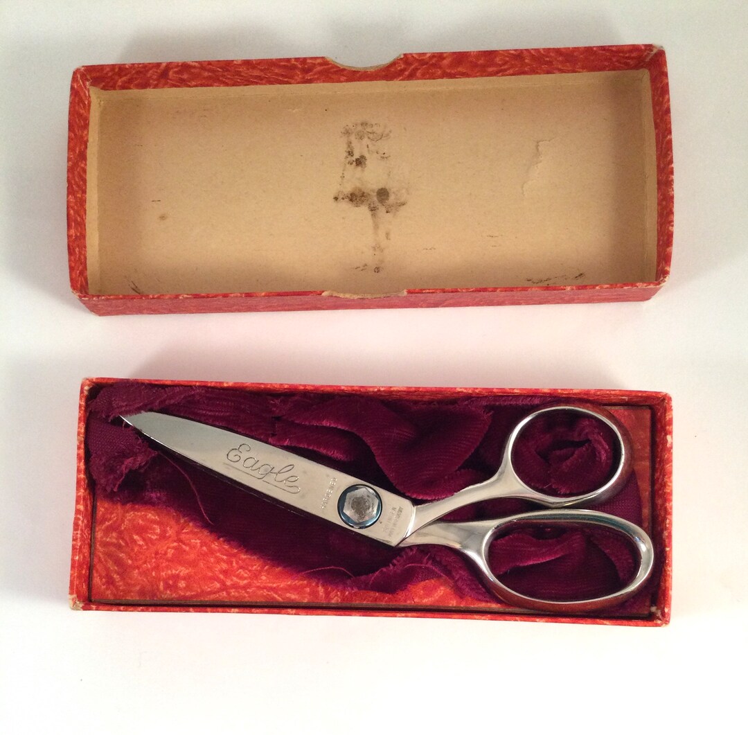Antique Vintage Sewing Eagle Silver Pinking Shears Scissors Solingen ...