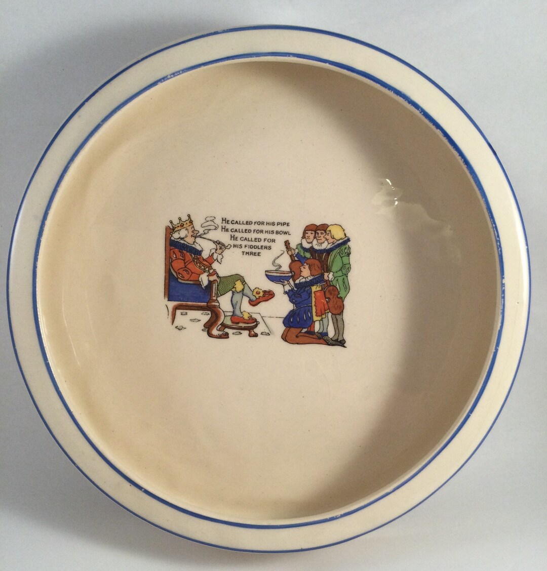Vintage China Bowl H&K Tunstall Old King Cole Nursery Rhyme Dish White ...