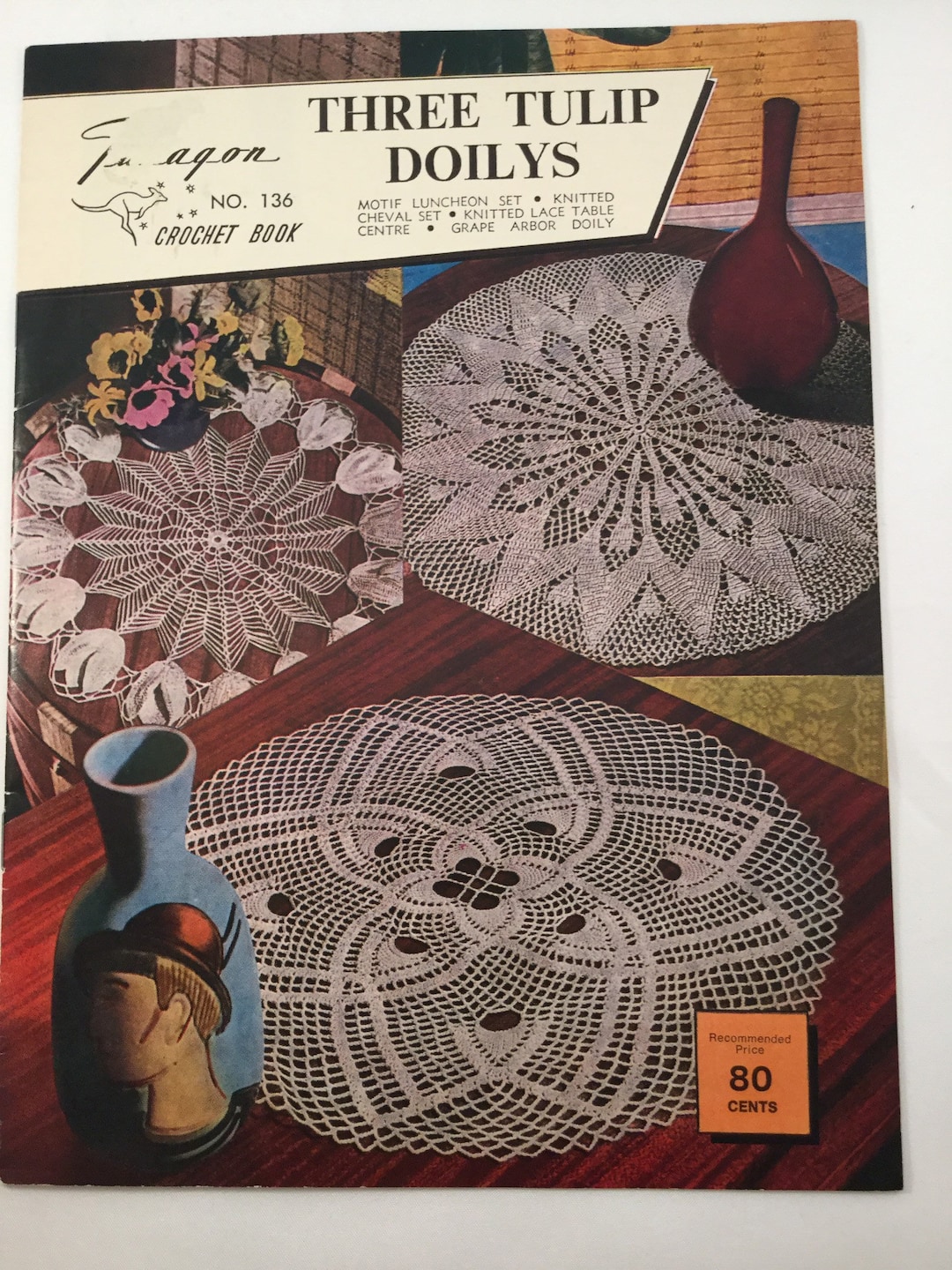 Retro Vintage Crochet Motifs Pattern Book Doilies Cloths Paragon Three ...