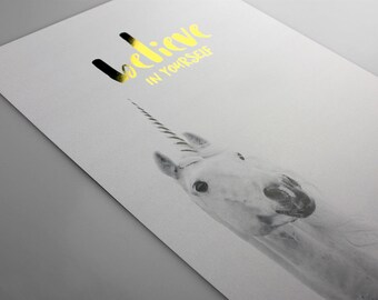 Believe in Yourself Quote Gold Foil Print Gold Print Custom - Etsy