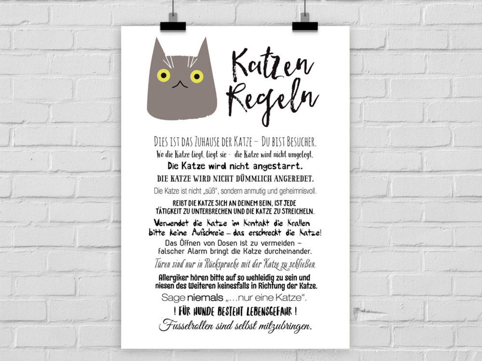 Print cat Rules Wall Art Print Poster Fine Art | Etsy