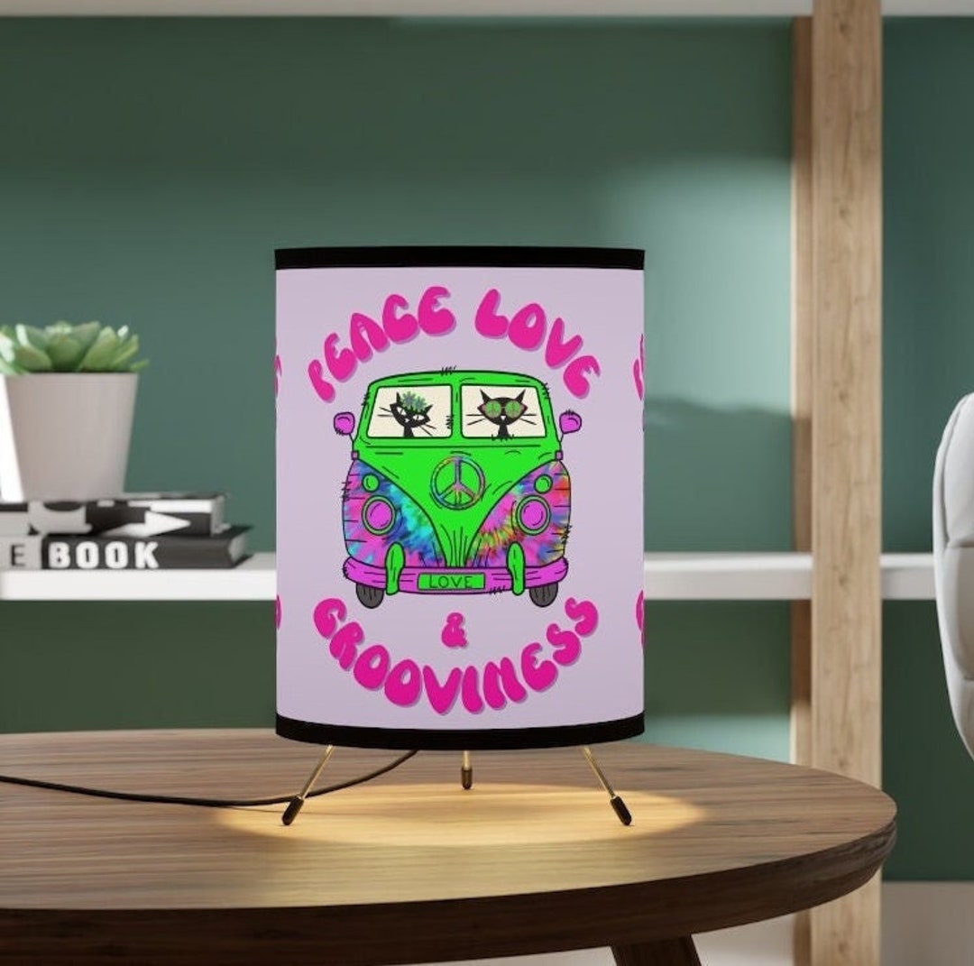 Groovy Black Cat Tripod Lamp, 1960's Mod Table Lamp, Flower Power Lamp ...