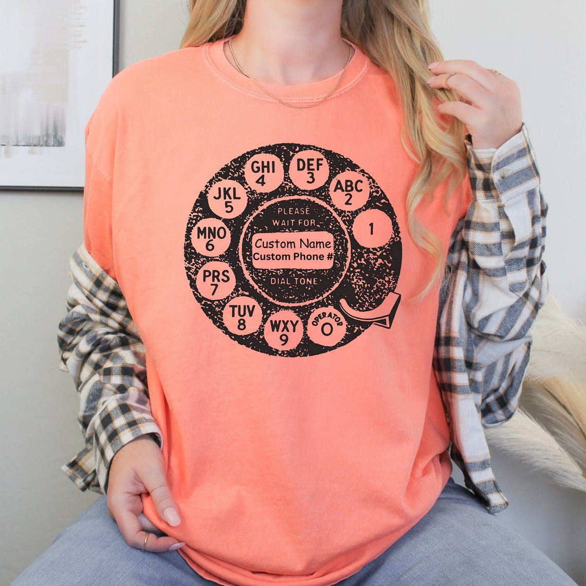 Retro Phone Dial T-shirt Comfort Colors Tee Custom Name Rotary Phone ...