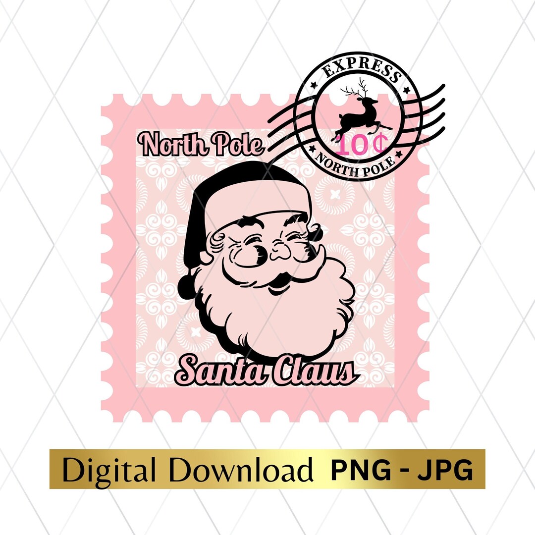 Digital Download Printable Pink Santa Claus Clip Art Christmas Graphic ...