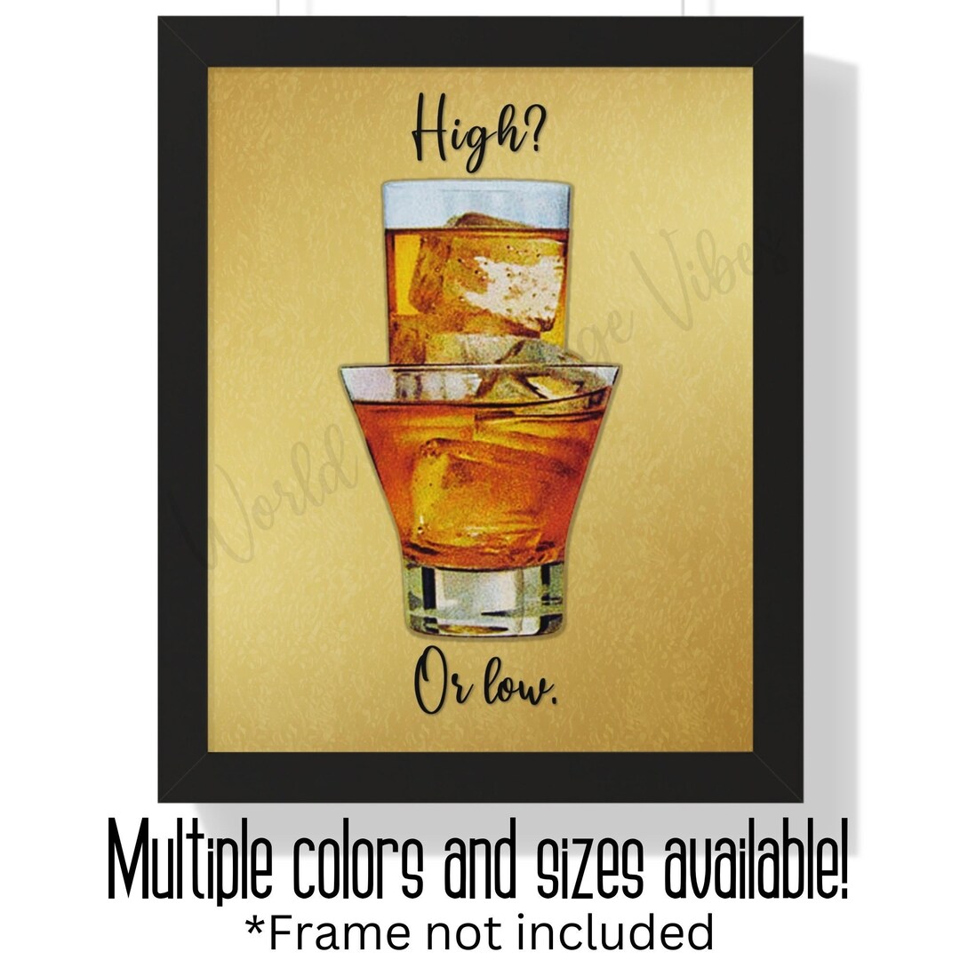 Retro Cocktail Art Print Highball Lowball Glass Art Home Bar Wall Art ...
