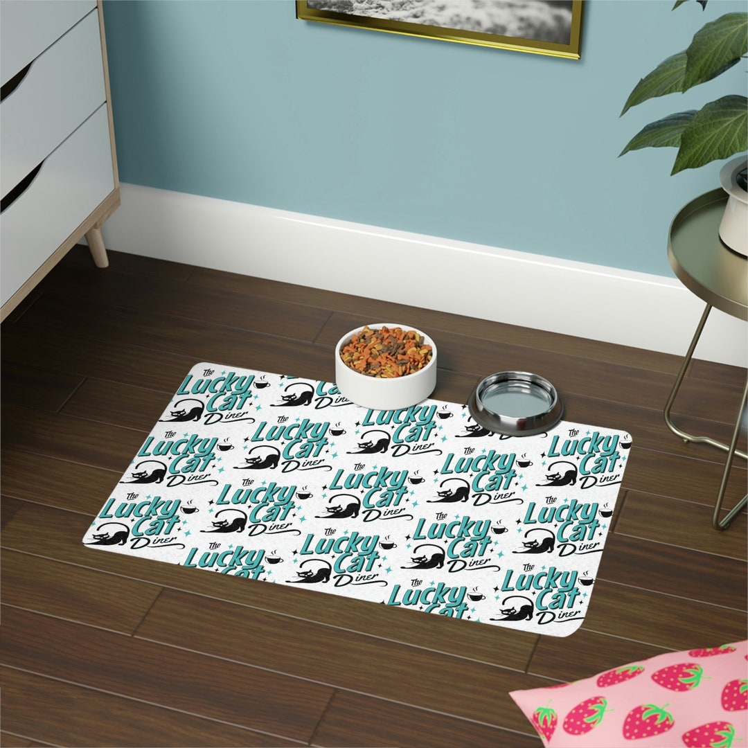 Atomic Cat Pet Food Mat, MCM Cat Food Mat, Pet Food Bowl Rug, Pet ...