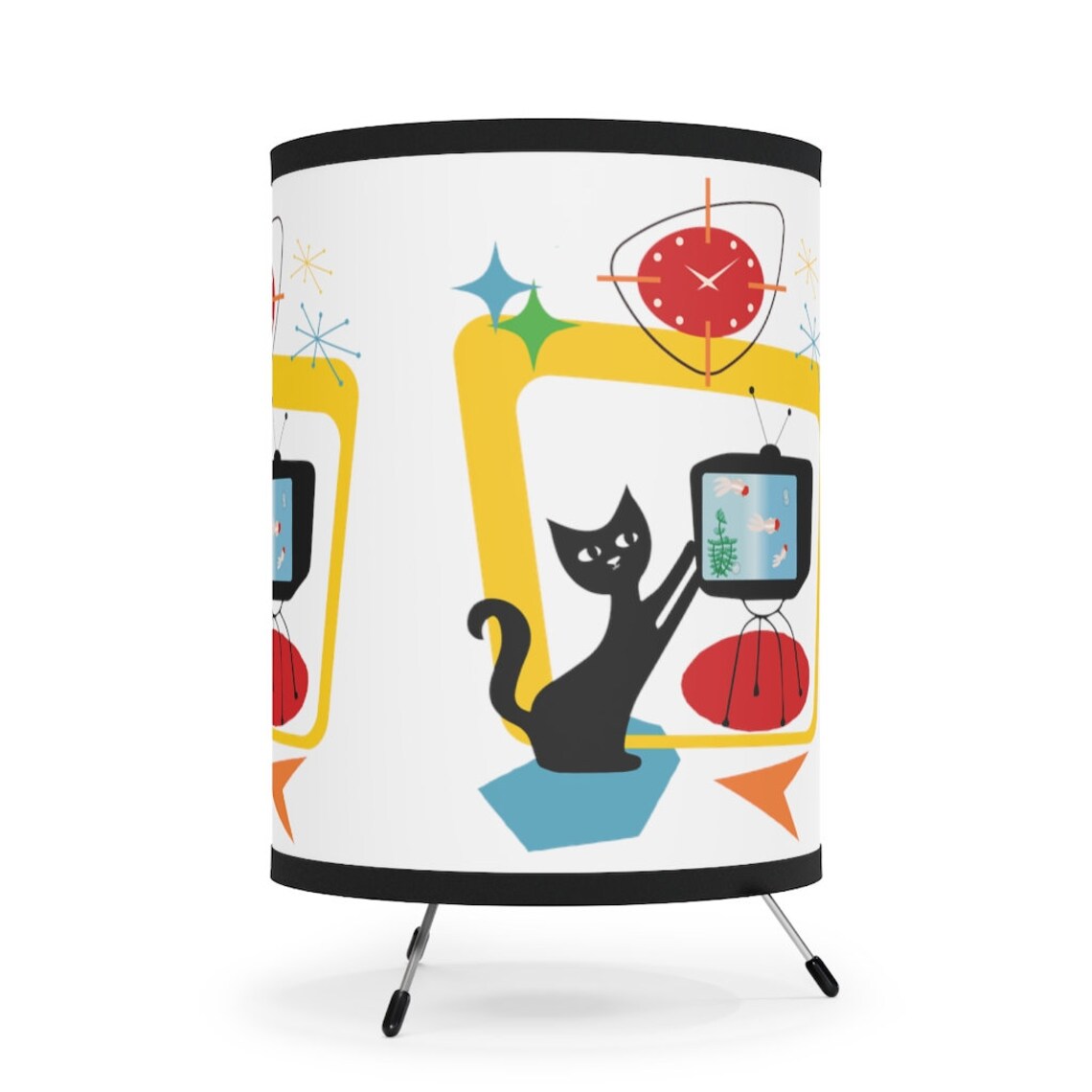 Retro Atomic Black Cat Tripod Lamp MCM Lamp Atomic Lamp Cat - Etsy