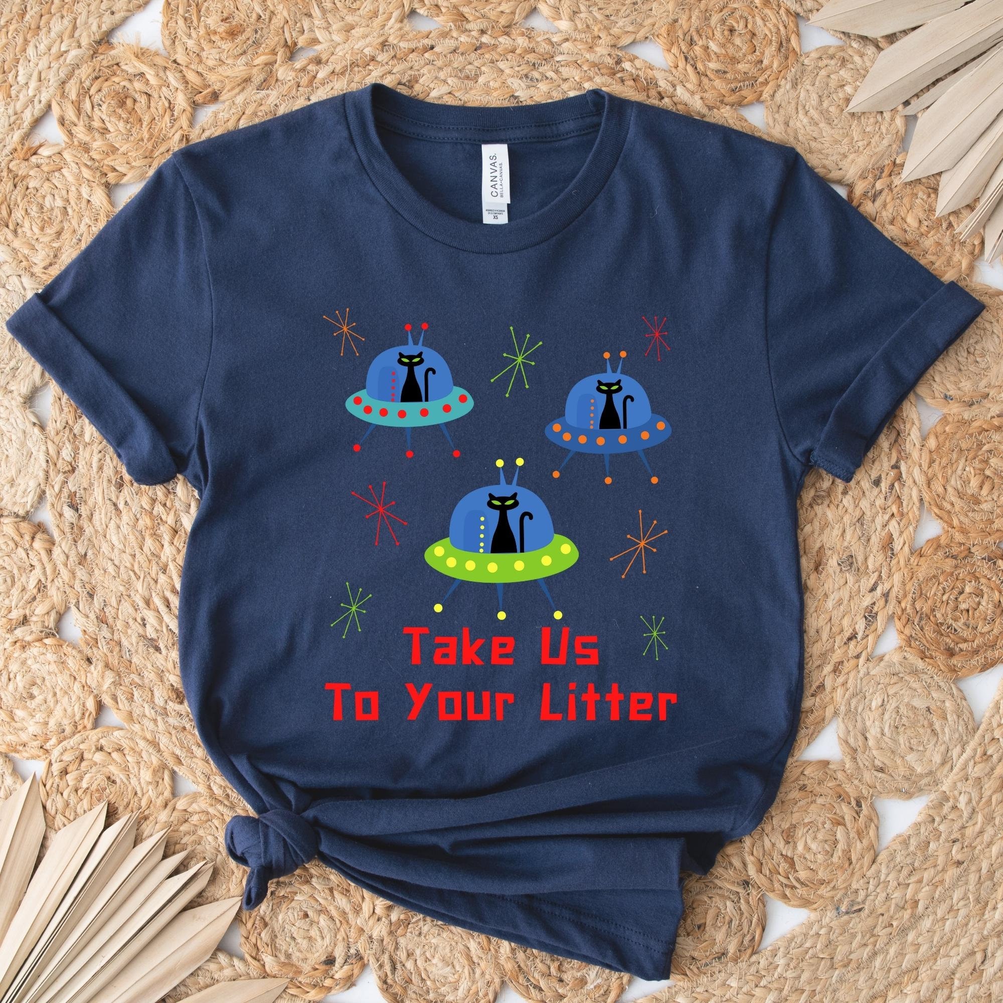 Retro Atomic Black Cat Sci Fi T-shirt Cat Lover Shirt MCM Shirt Atomic ...