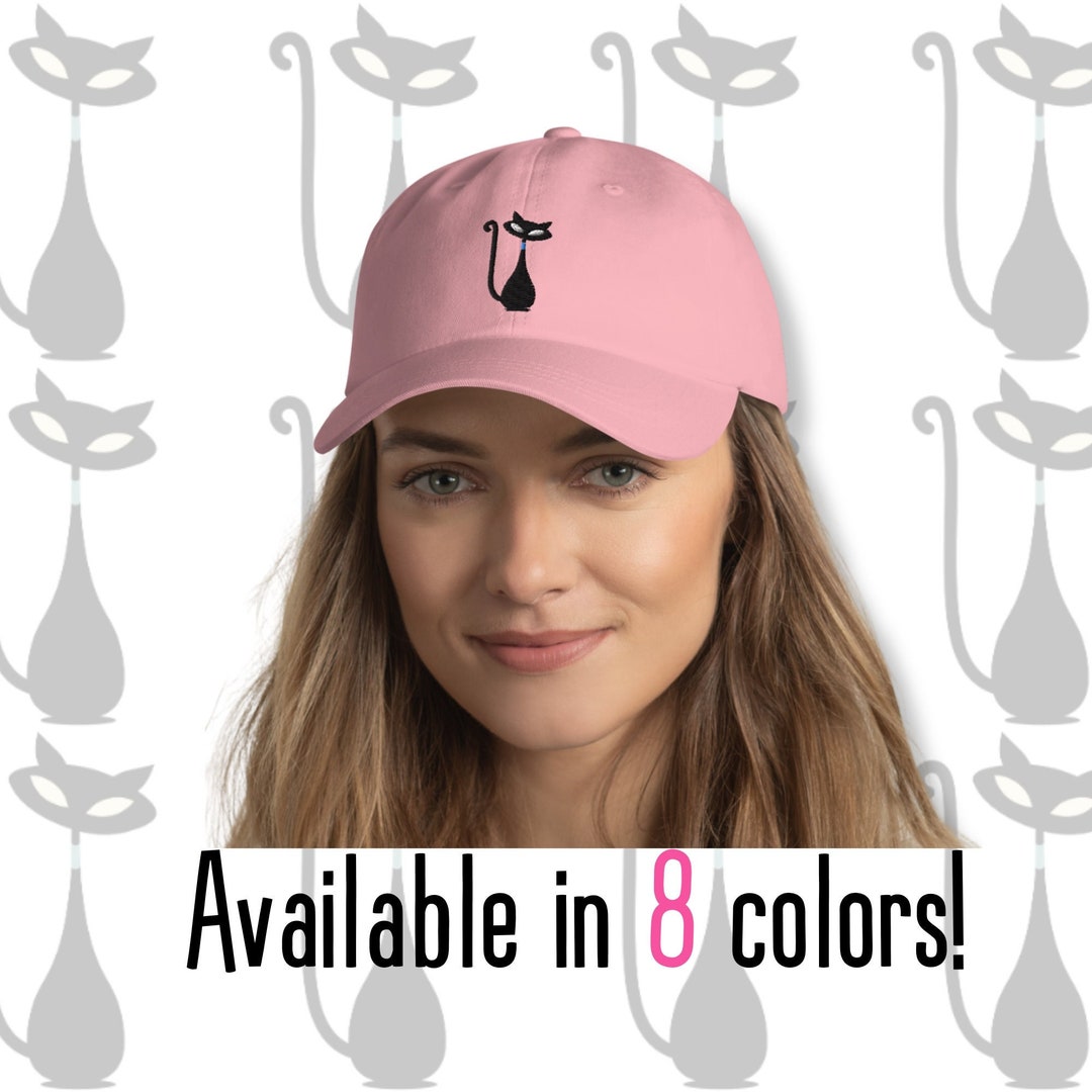 Embroidered Retro Atomic Black Cat Baseball Hat OSFA Dad Style Hat Mid ...