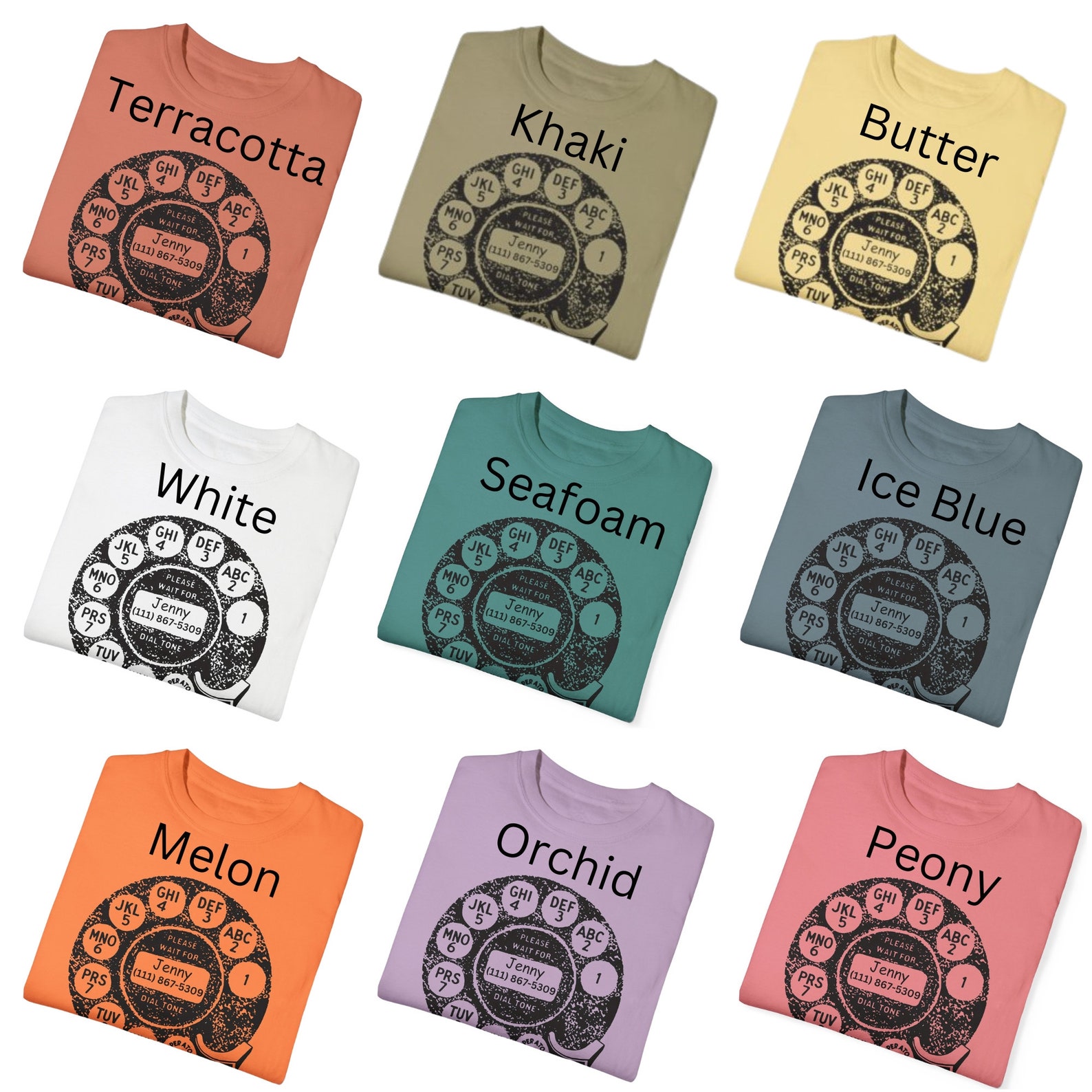Retro Phone Dial T-shirt Comfort Colors Tee Custom Name Rotary Phone ...