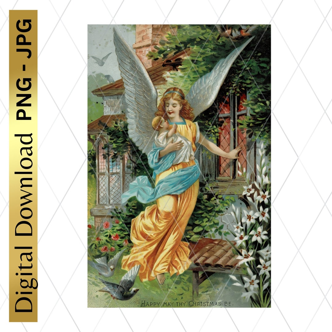 Digital Download Printable Christmas Victorian Ephemera Angel Baby ...