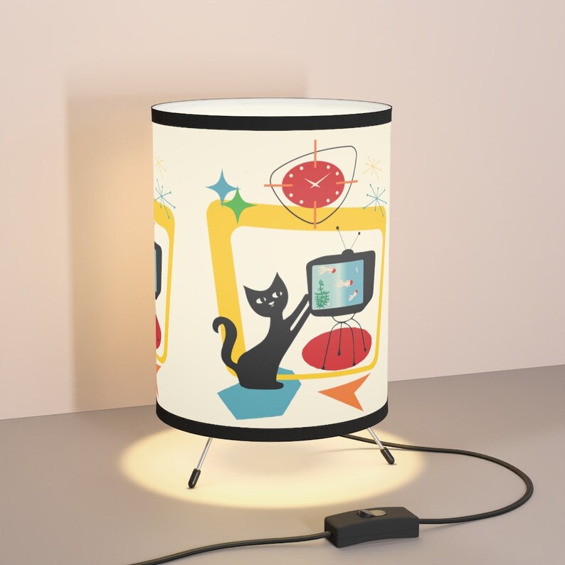 Retro Atomic Black Cat Tripod Lamp MCM Lamp Atomic Lamp Cat - Etsy