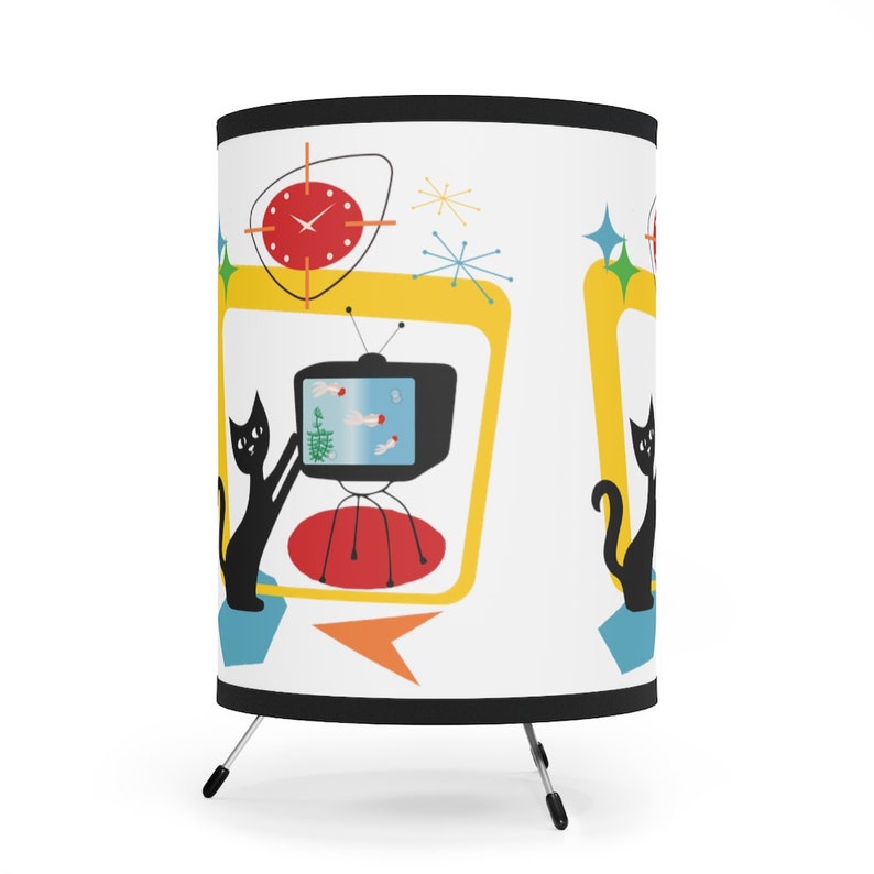 Retro Atomic Black Cat Tripod Lamp MCM Lamp Atomic Lamp Cat - Etsy