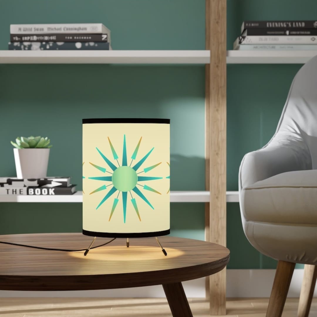 MCM Starburst Clock Tripod Lamp, Retro Atomic Starburst Table Lamp, Mid ...