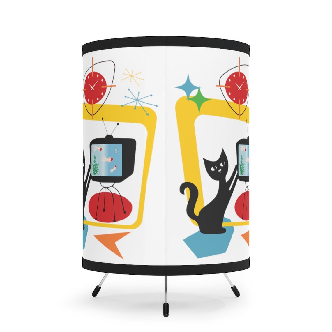 Retro Atomic Black Cat Tripod Lamp MCM Lamp Atomic Lamp Cat - Etsy