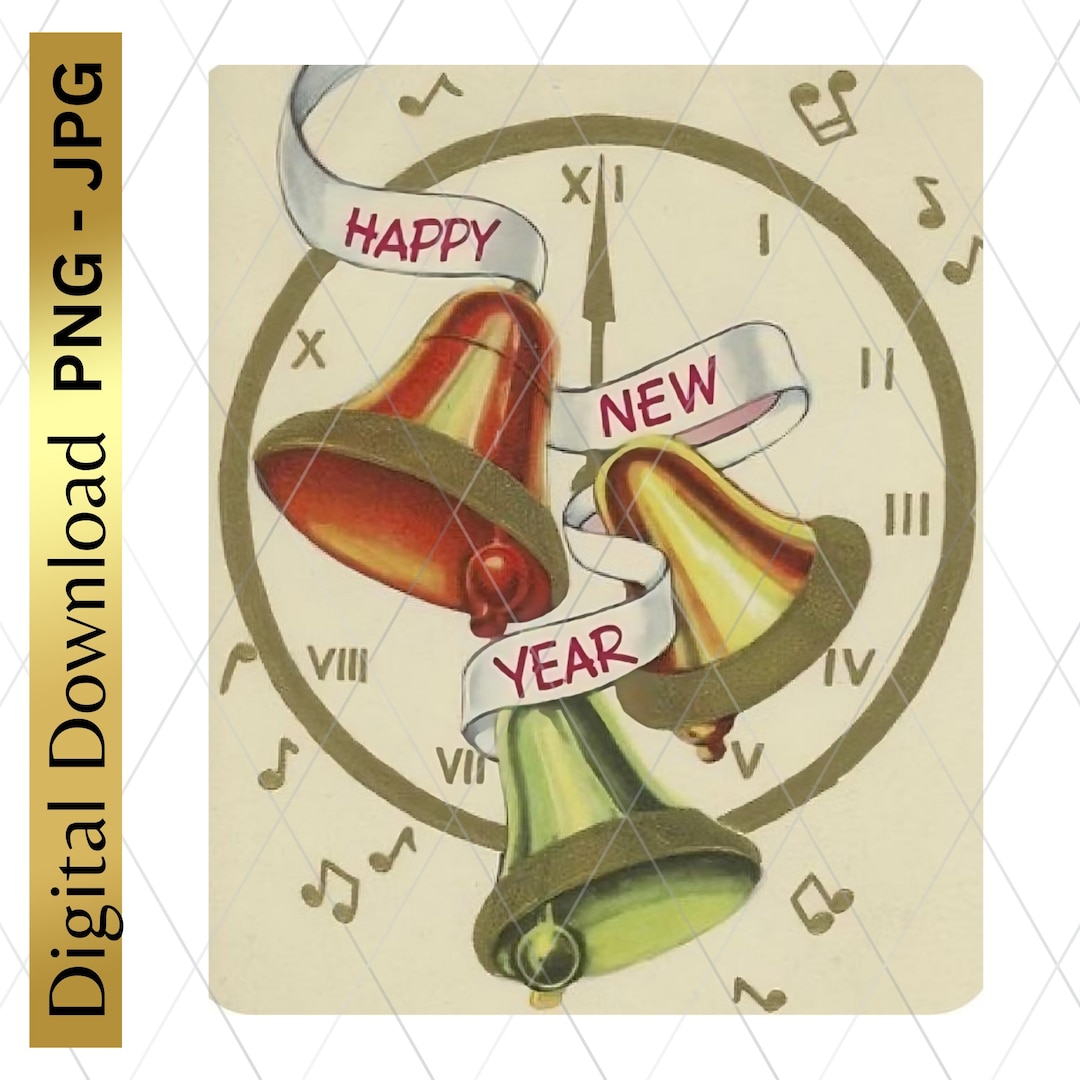 Digital Download Printable New Year's Eve PNG Clip Art Retro New Year ...