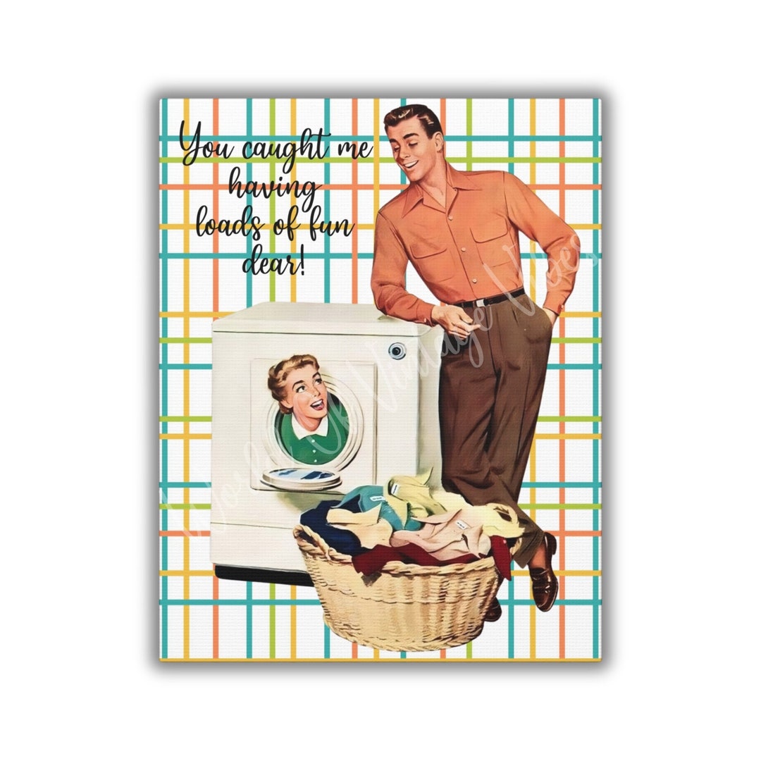Retro Laundry Room Canvas Wall Art Atomic Canvas Art MCM Laundry Room ...