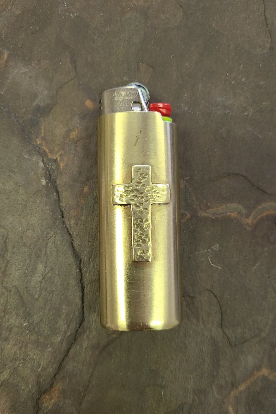 Vintage Brass Lighter Case W/cross Includes New BIC Lighter - Etsy