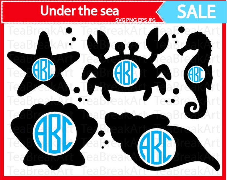 Under the Sea Circle Monogram Digital Clipart Cutting Files - Etsy